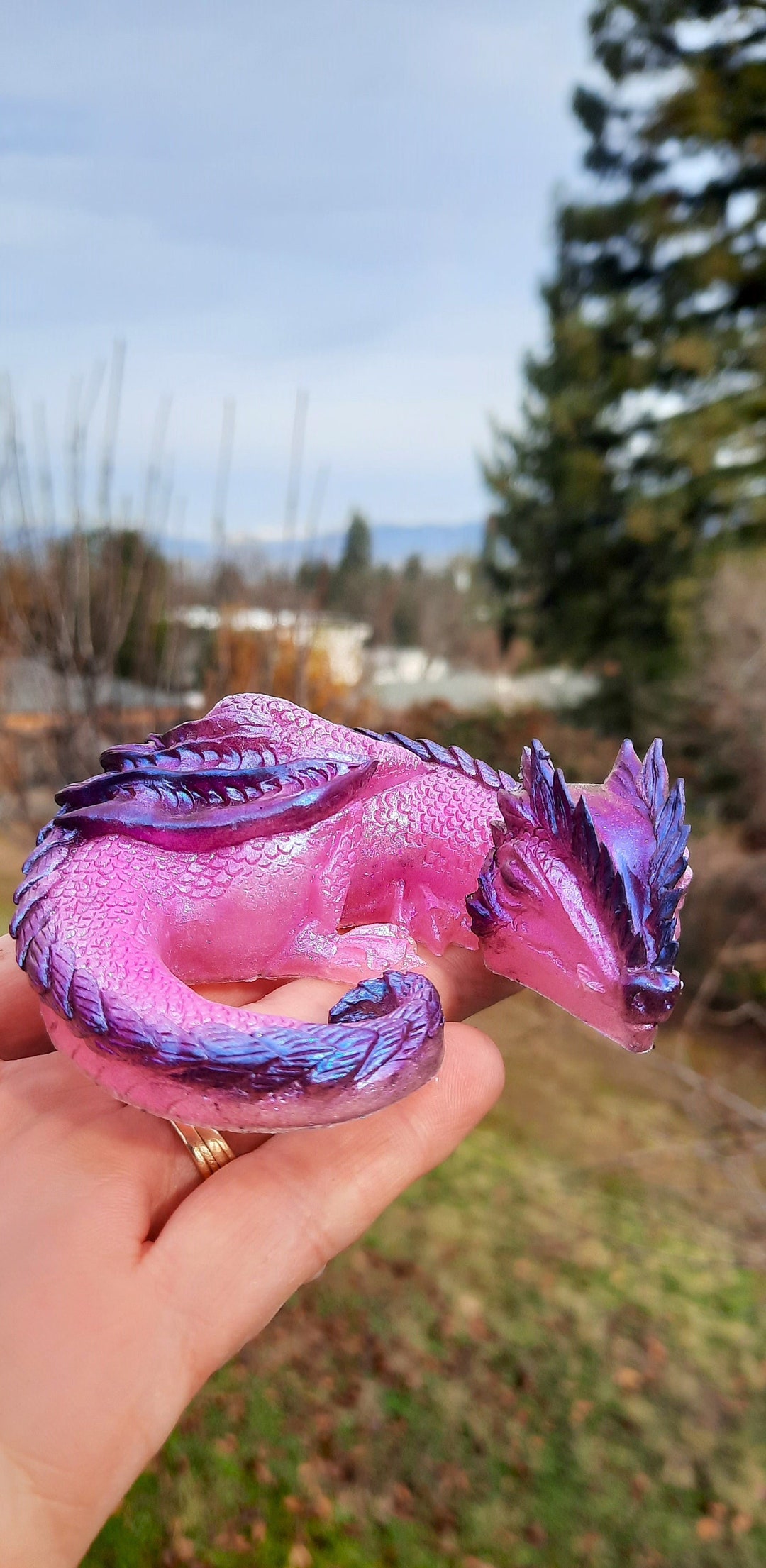 Resin Dragon. Pink and Blue Cute Dragon. One of a Kind! - Etsy
