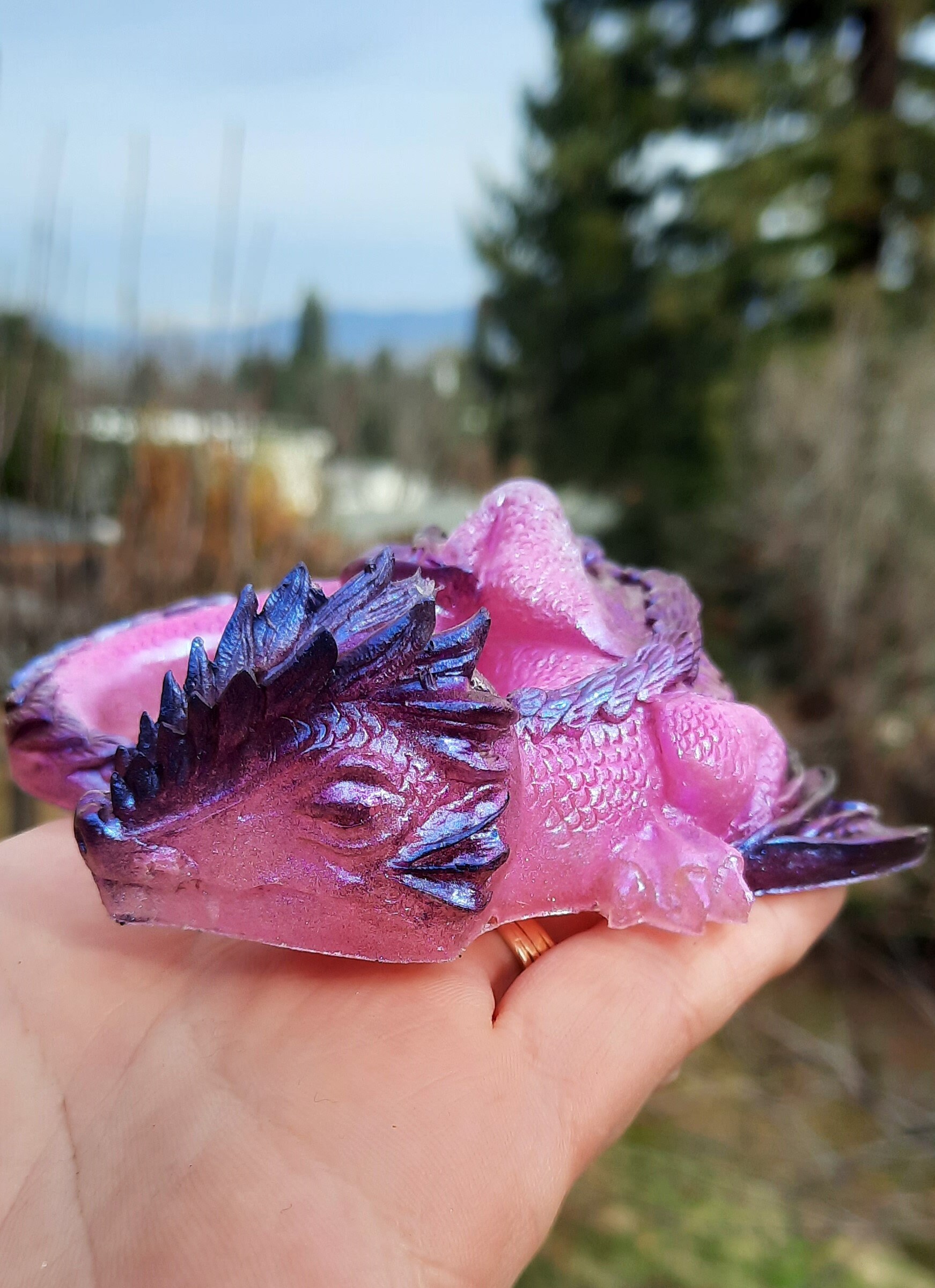 Resin Dragon. Pink and Blue Cute Dragon. One of a Kind - Etsy