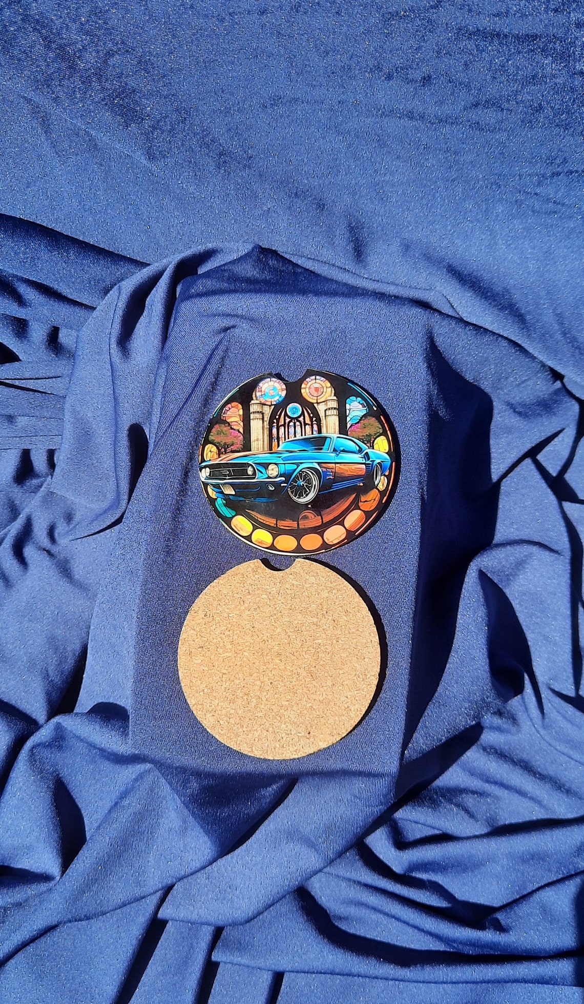 Wood Car Coaster Set. 2pk Mustang Stained Glass Mdf(wood) Car Coaster ...