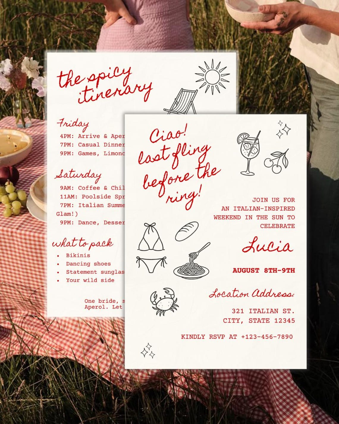 Italian Bachelorette Weekend Invitation Editable Template - Etsy