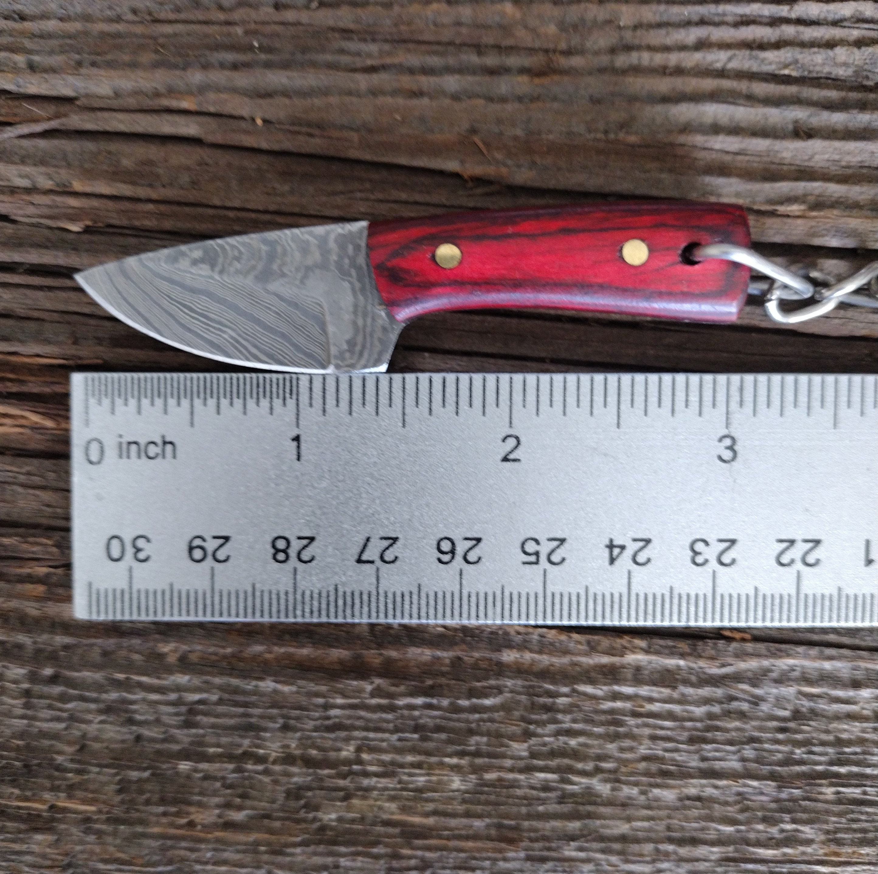 Damascus Miniature Knife Keychains - Etsy