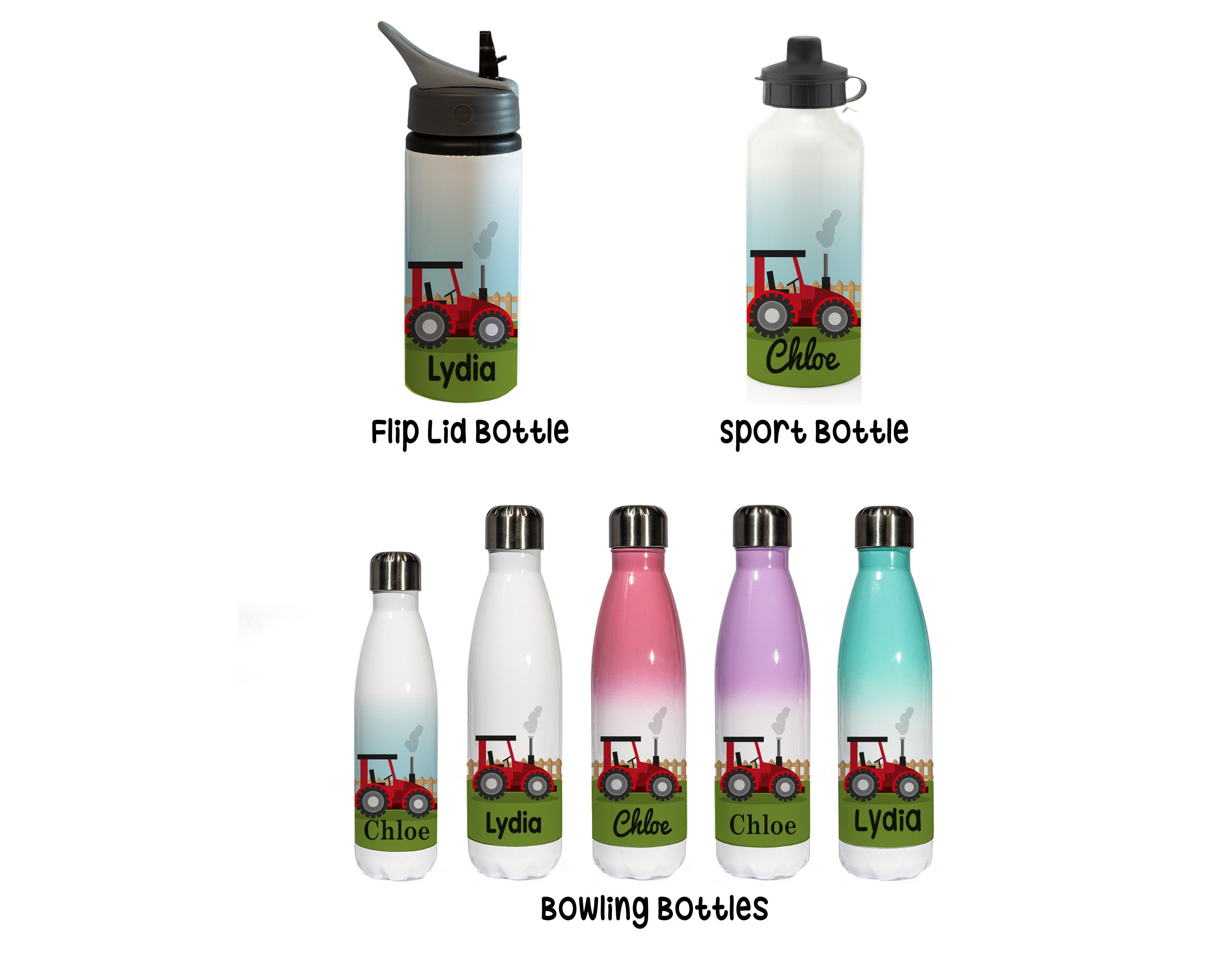 Personalised Tractor Premium Drinks Bottle Aluminium Farm - Etsy UK