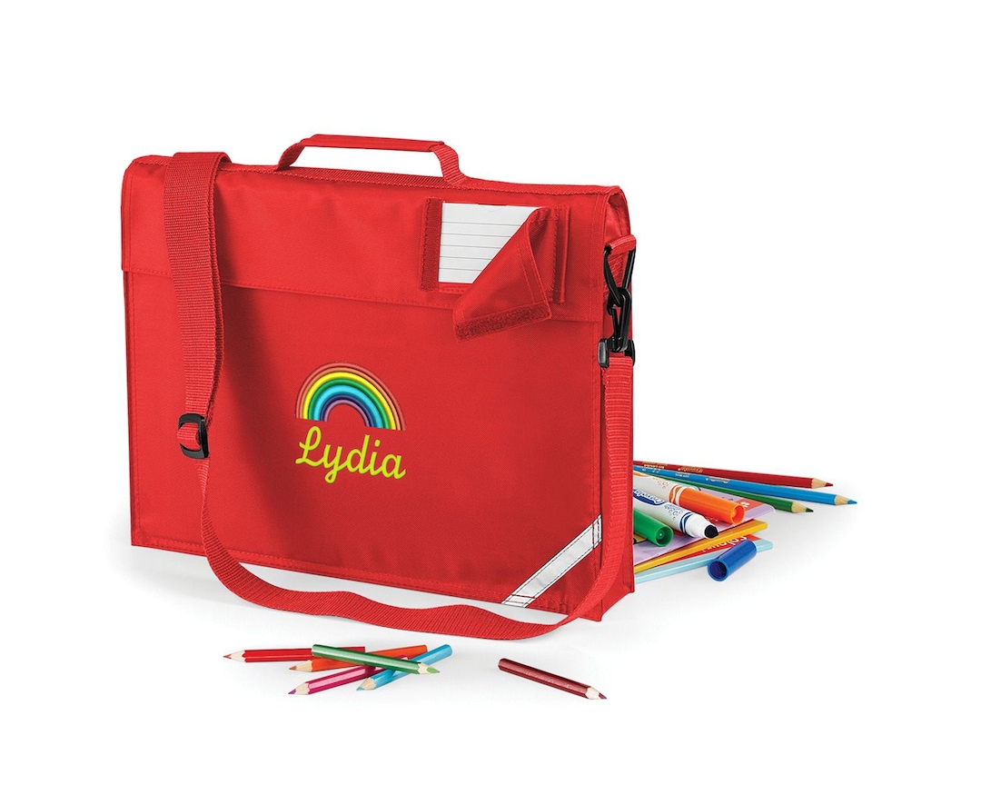 Personalised Premium Rainbow School Book Bag With Strap - Back to ...