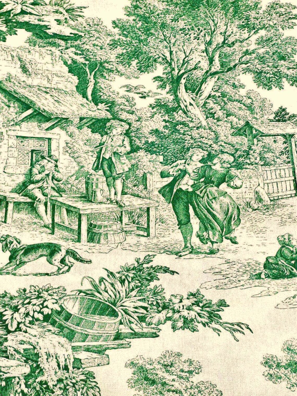 Coated Toile De Jouy Model 2 Pattern Fabric - Different Colors ...