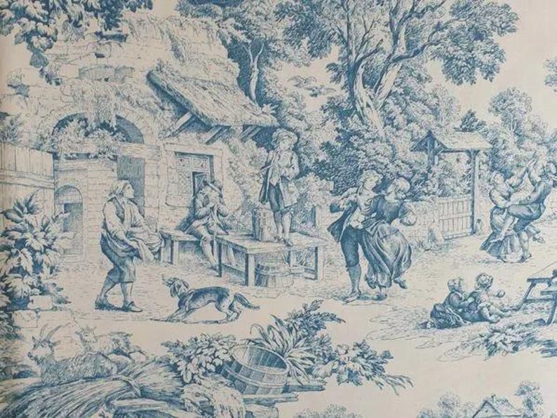 Coated Toile De Jouy Model 2 Pattern Fabric - Different Colors ...