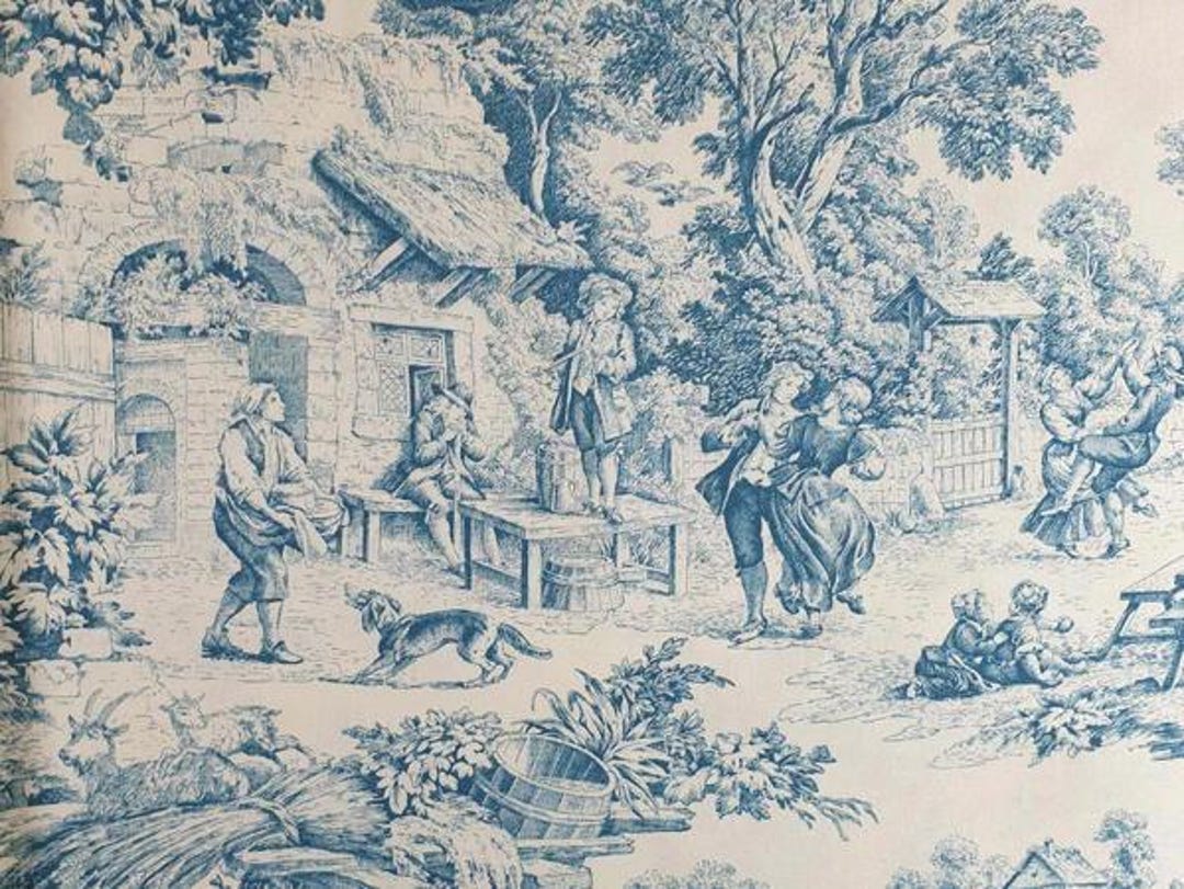 Toile De Jouy Pattern Fabric - Model 2 - Different Colors | Product ...