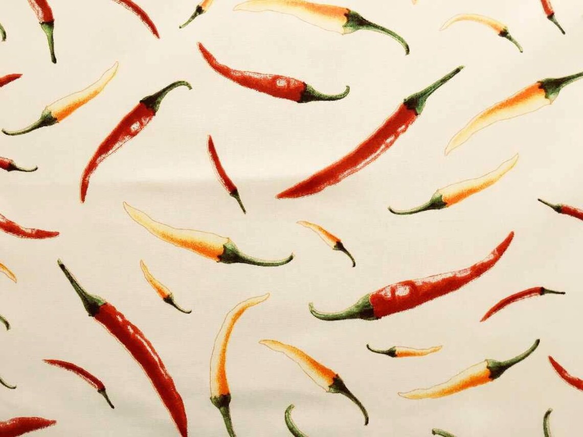 Chili Pepper Pattern Fabric Product Made in Italy 100% Pure Cotton 180 ...
