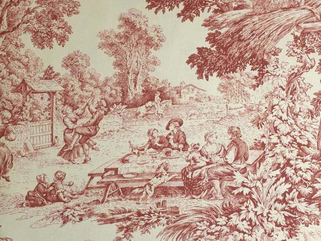 Toile De Jouy Pattern Fabric - Model 2 - Different Colors | Product ...