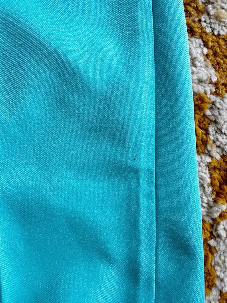 70s Vintage Aqua Blue High-waist Pants Turquoise Tailored Straight Leg ...