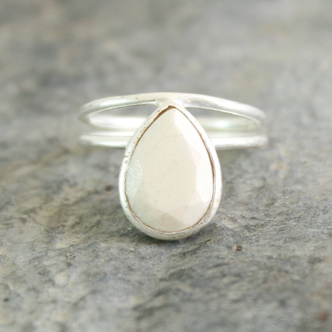 Natural White Agate Ring Natural Gemstone White Agate | Etsy