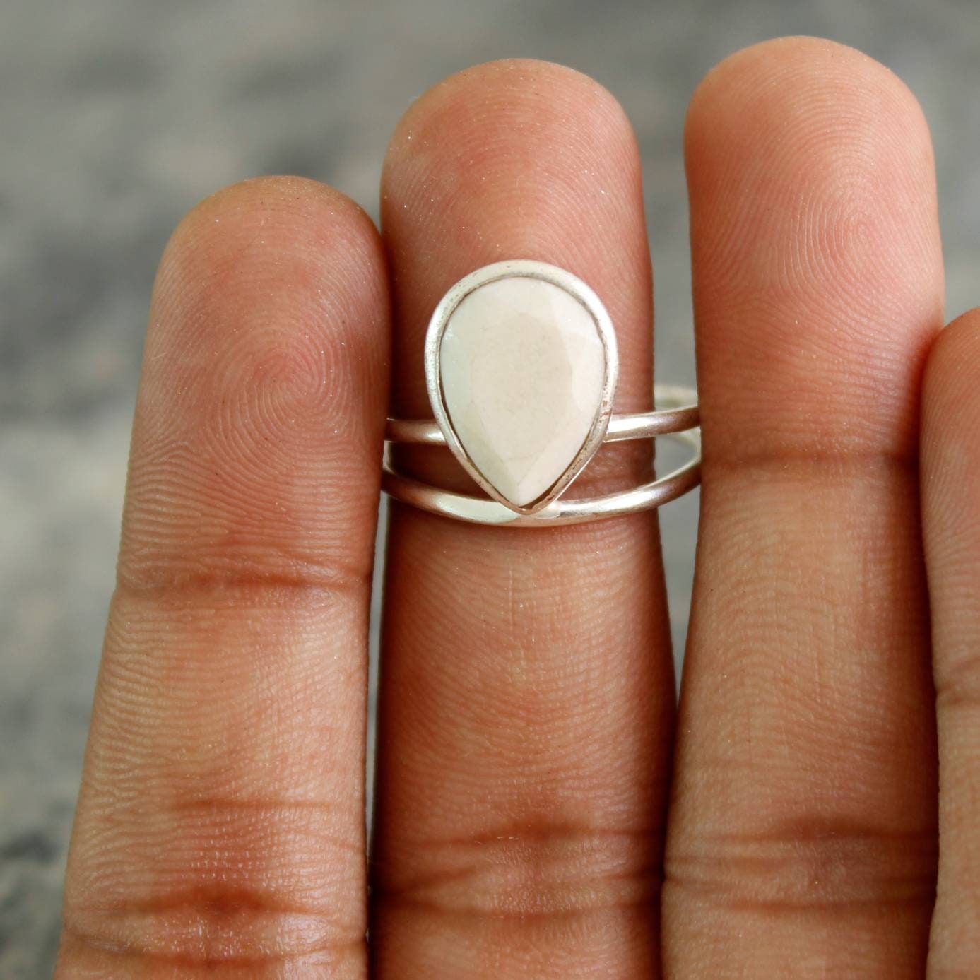 Natural White Agate Ring Natural Gemstone White Agate | Etsy