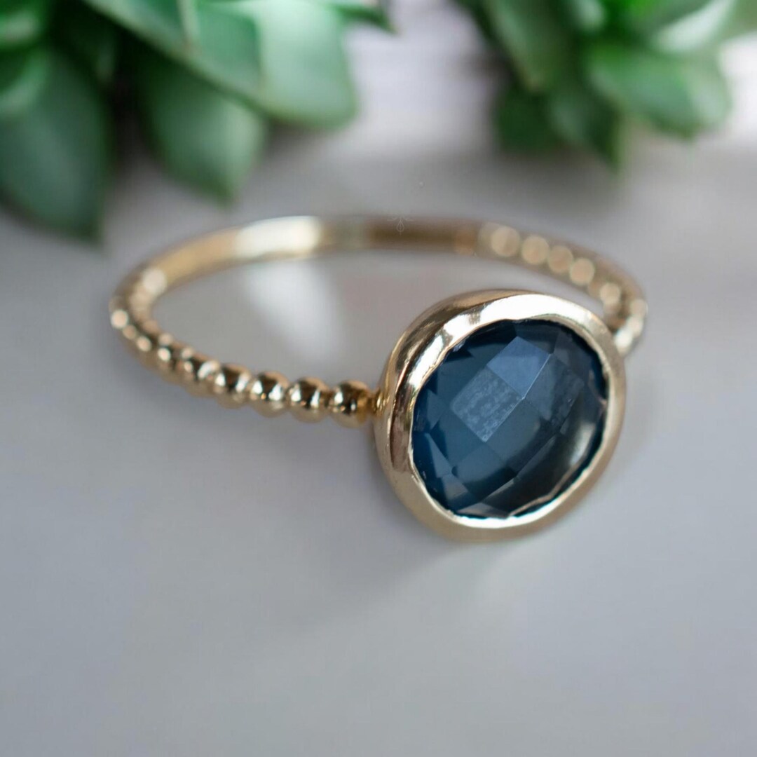 Iolite Hydro Ring, Round Stone, 18k Gold Plated, Jewelry, Handmade, 925 ...