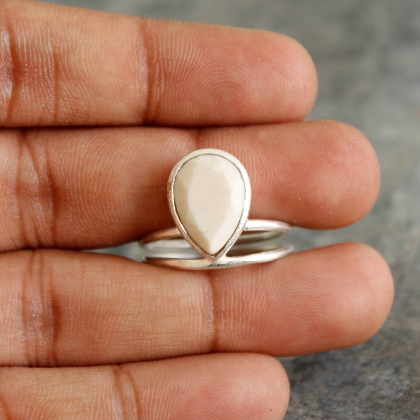 Natural White Agate Ring Natural Gemstone White Agate | Etsy