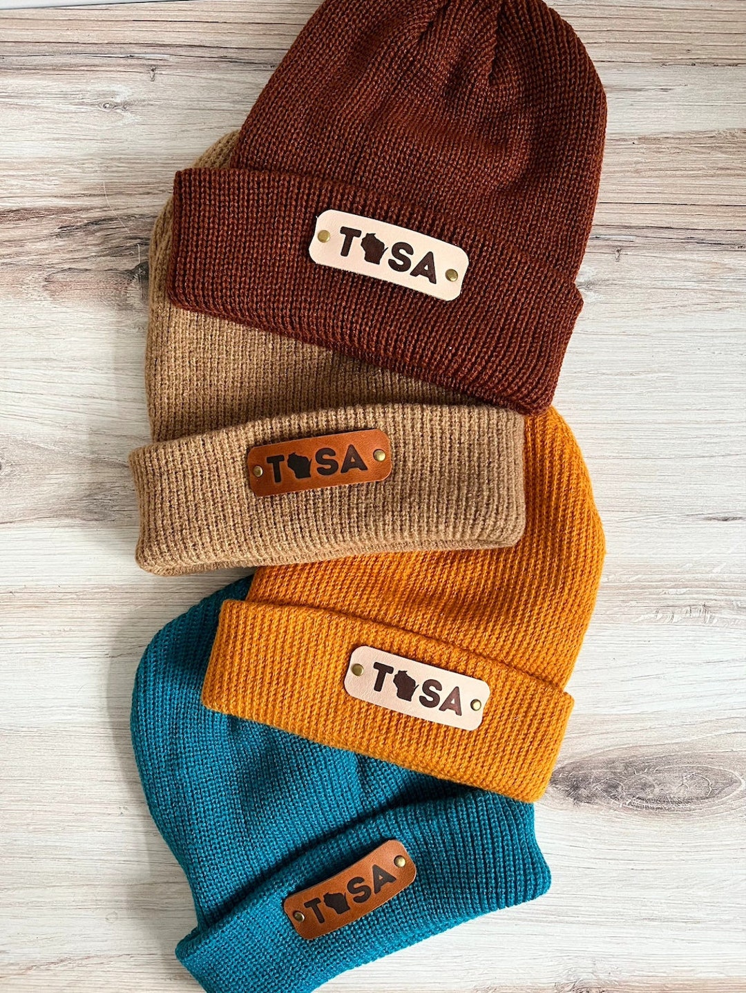 TOSA Patch Beanie Hat - Wauwatosa Wisconsin State Stamped Knit Hat - Etsy