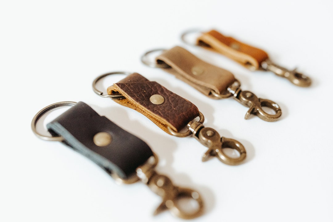 Clip Keychain Genuine Leather - Key Fob Modern Key Lanyard, Gift for ...