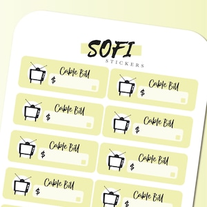 Cable Bill Due Tracker - Pastel Yellow Planner Stickers - Etsy