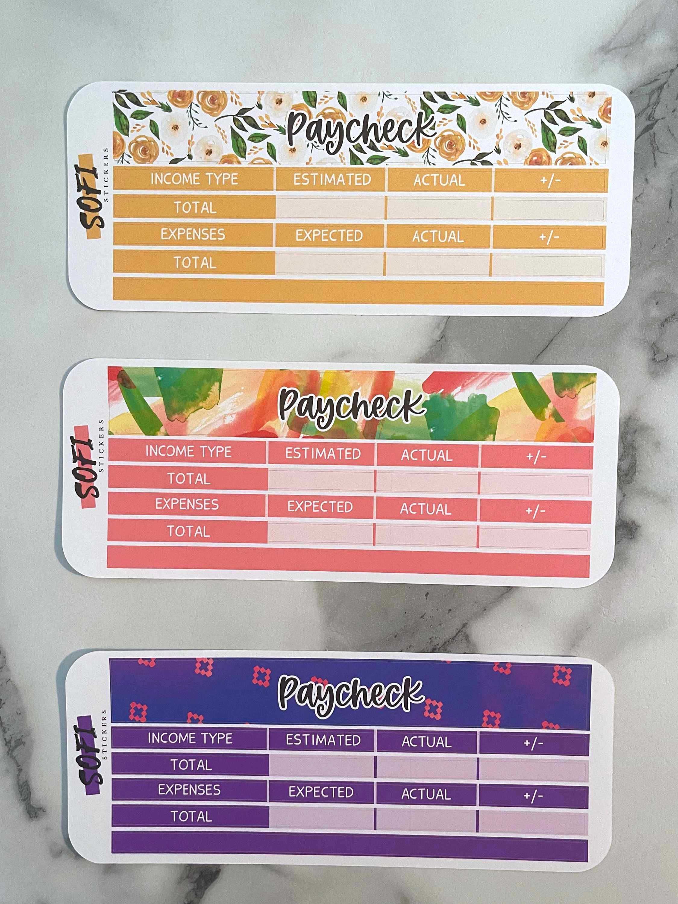 Bundle of Paycheck Stickers 2 12 Different Budget Sticker - Etsy