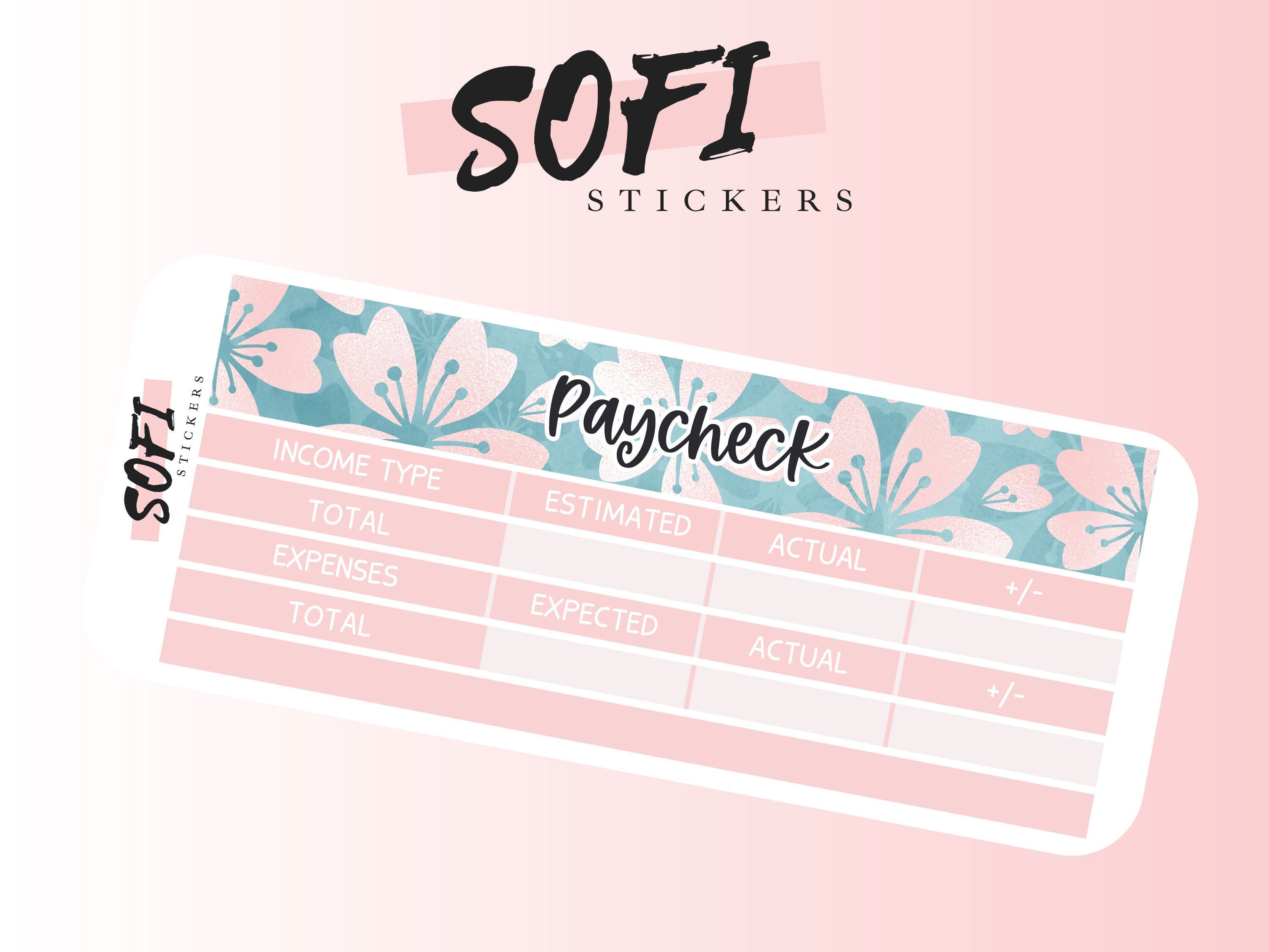 Paycheck Budget Planner Sticker - Pink Flower - Etsy