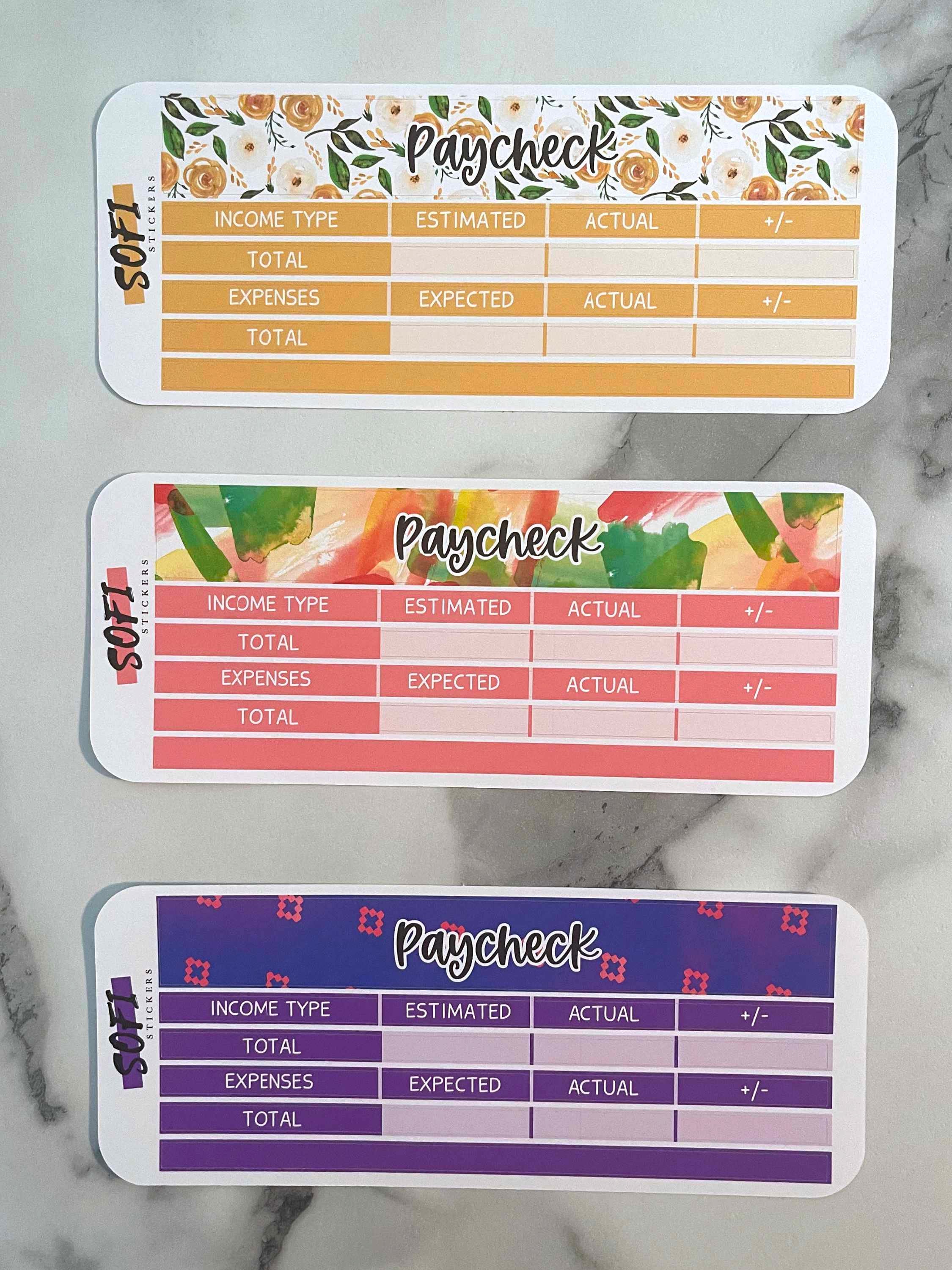 Bundle of Paycheck Stickers 2 12 Different Budget Sticker - Etsy