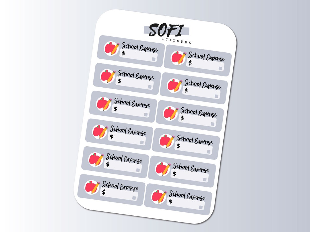 School Expense Bill Due Sticker - Pastel Gray Planner Stickers - Etsy