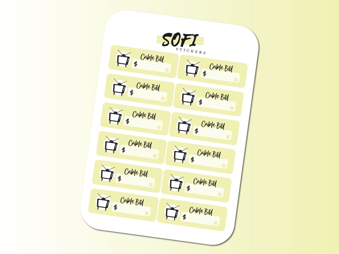 Cable Bill Due Tracker - Pastel Yellow Planner Stickers - Etsy