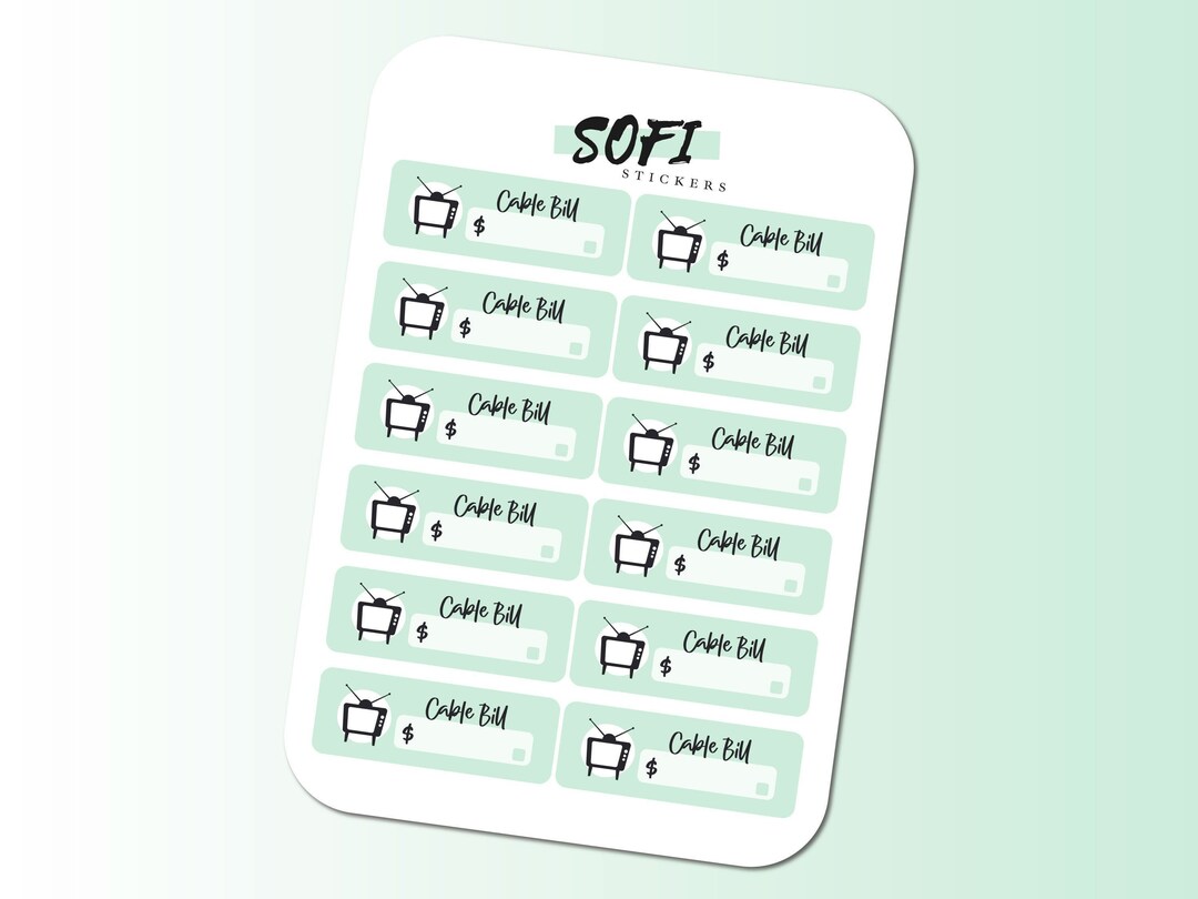Cable Bill Due Tracker Pastel Green Planner Stickers - Etsy
