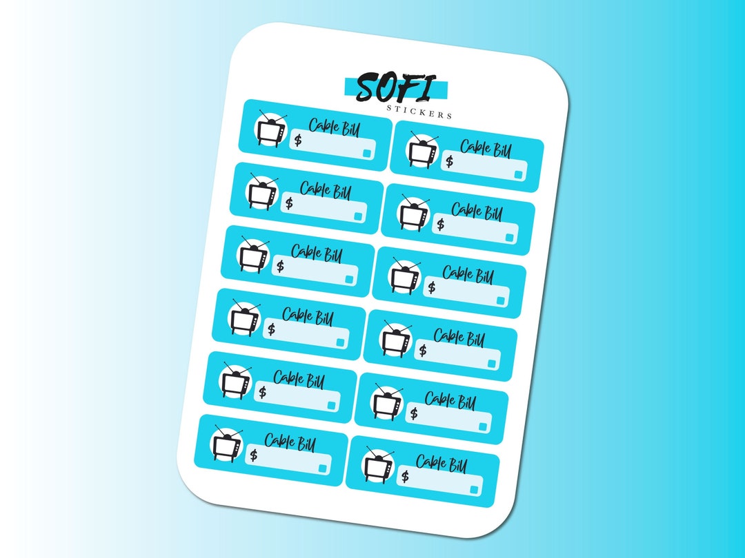 Cable Bill Due Tracker - Pastel Blue Planner Stickers - Etsy
