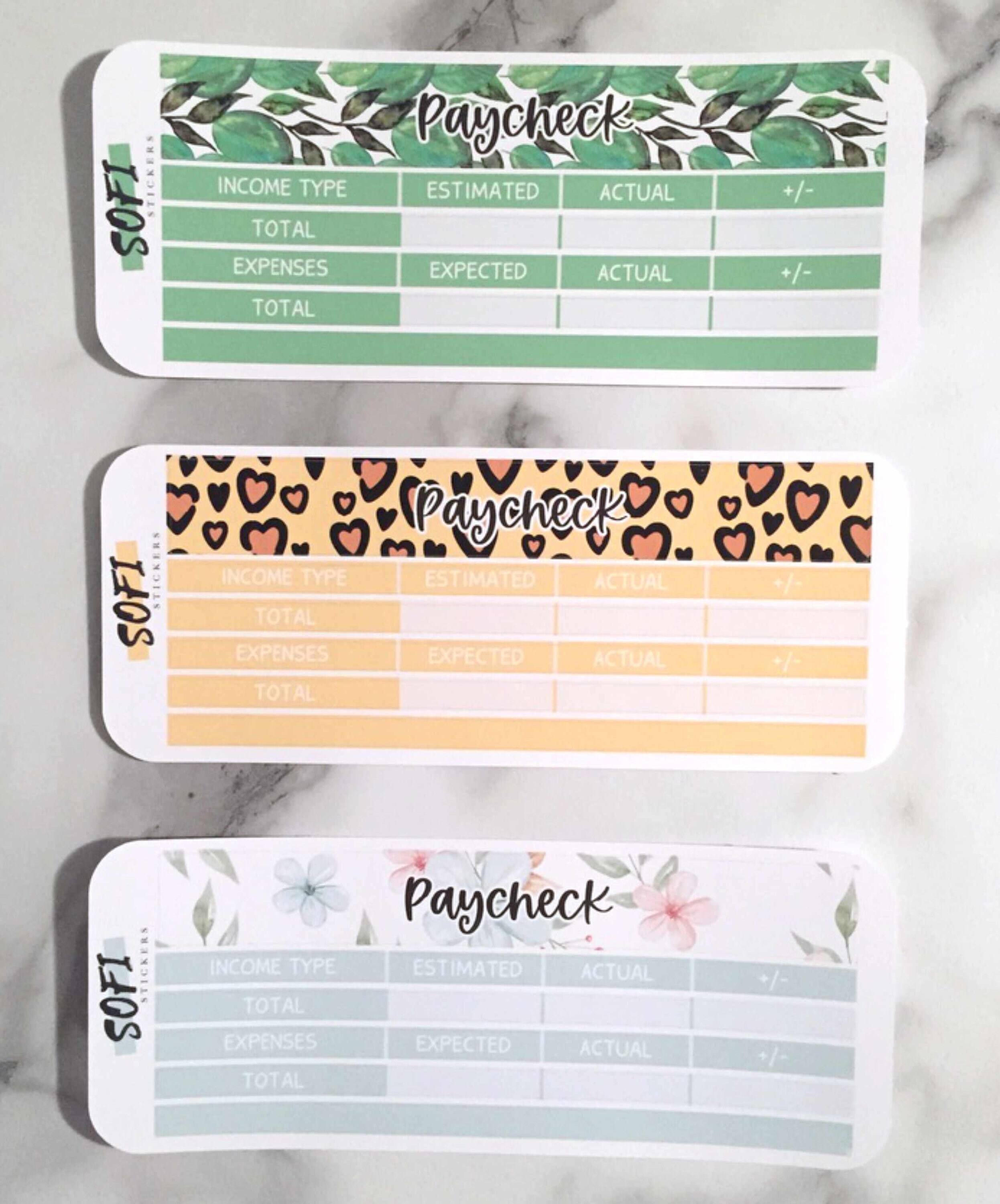 Bundle of Paycheck Stickers 12 Different Budget Sticker Set | Etsy