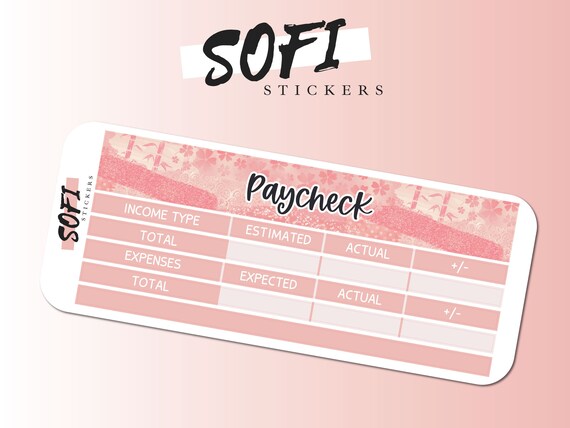 Paycheck Budget Planner Sticker Pink Bamboo | Etsy