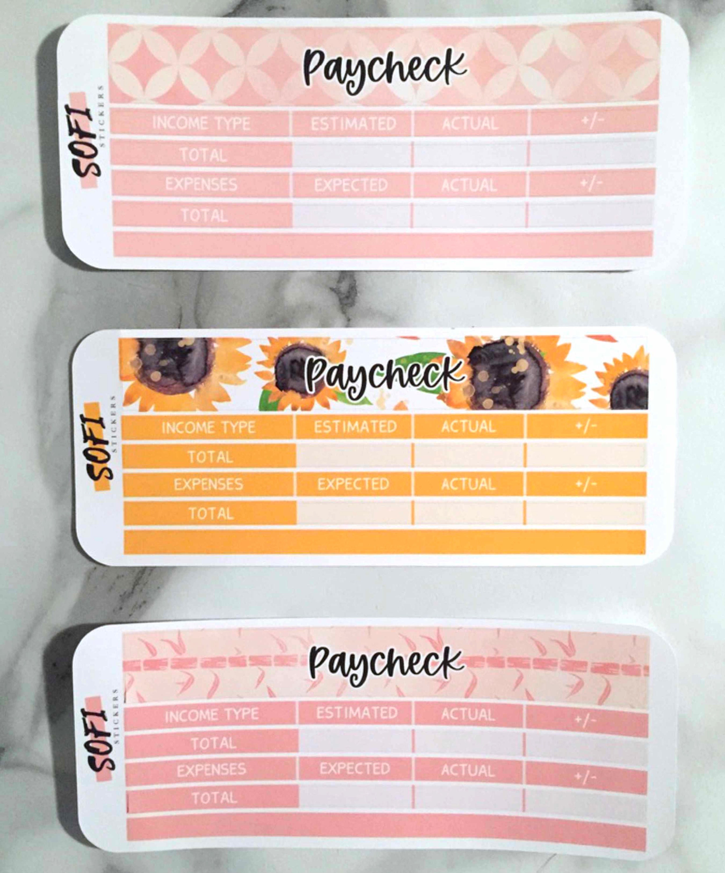 Bundle of Paycheck Stickers 12 Different Budget Sticker Set | Etsy