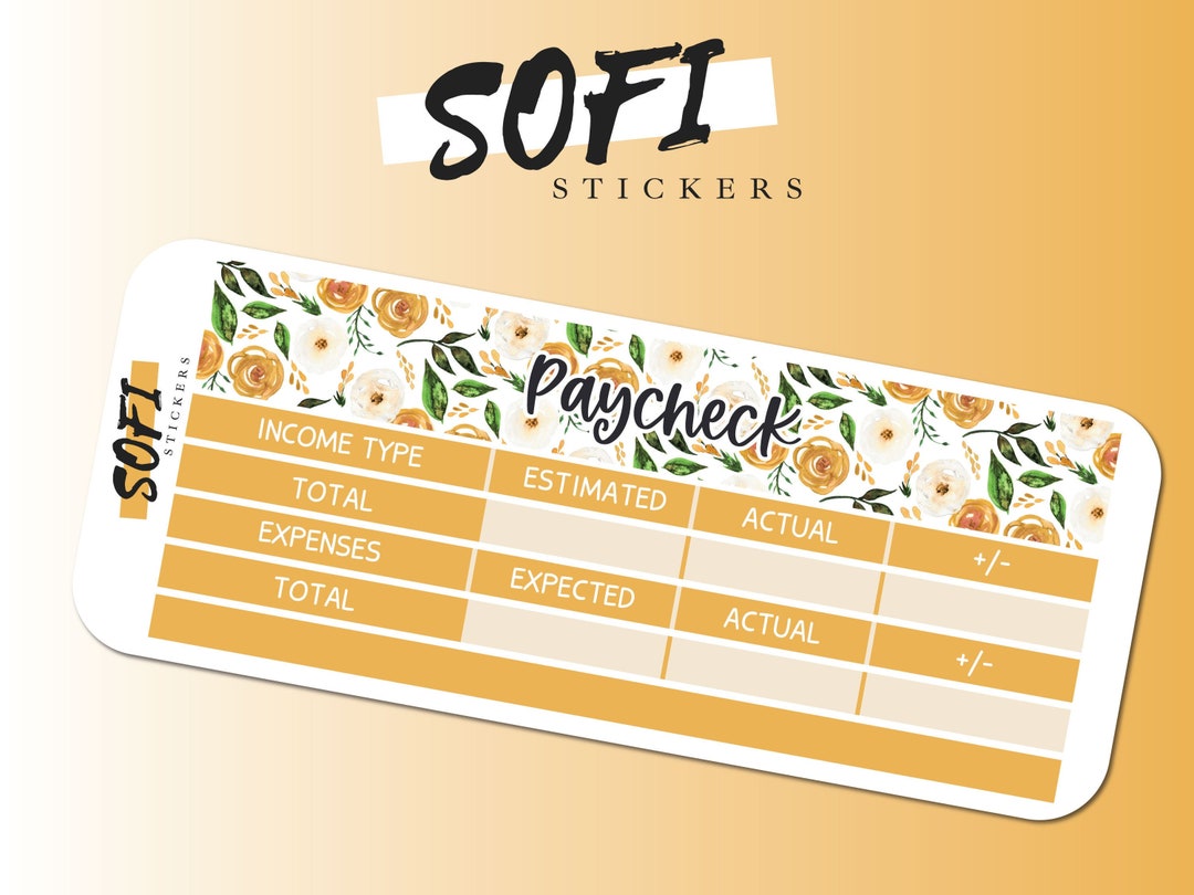 Paycheck Budget Planner Sticker Watercolor Bouquet - Etsy