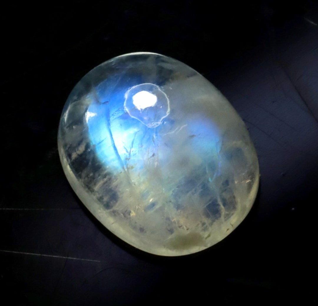 Rainbow Moonstone Cabochon Gemstone 4.45 Ct. Blue Fire Moonstone Oval ...
