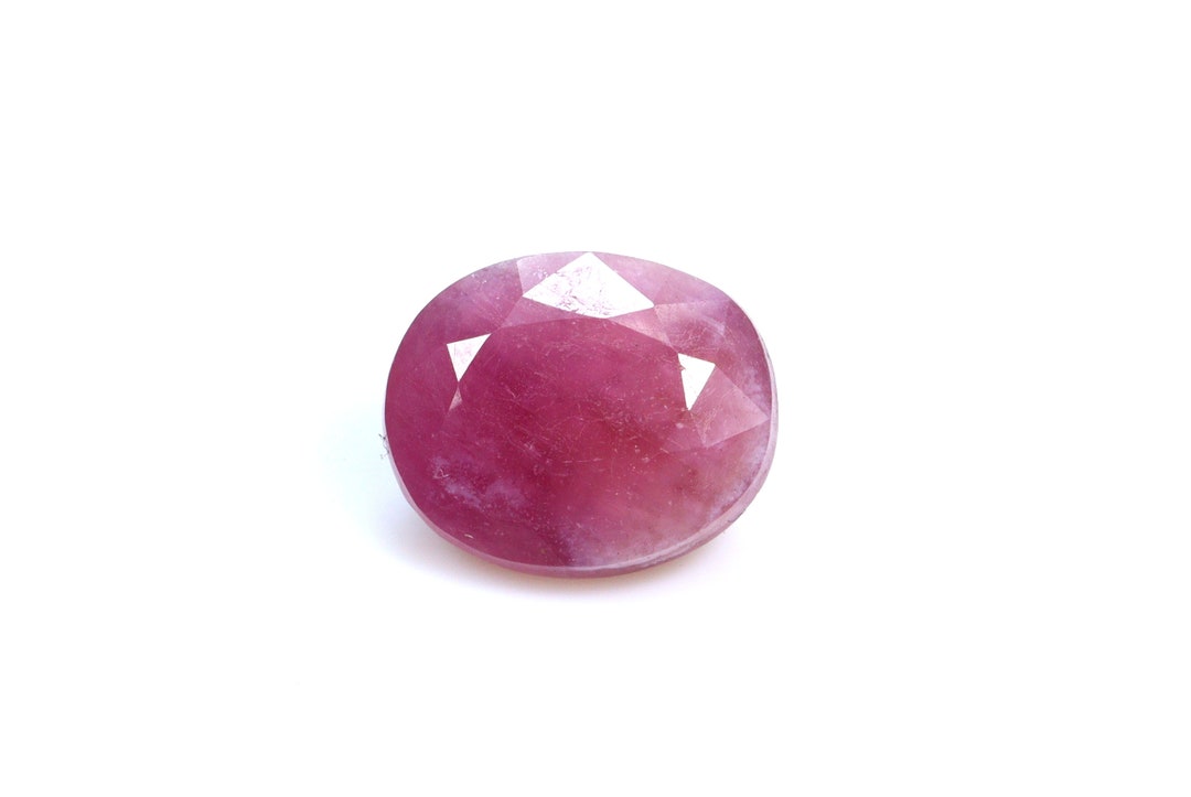 Pink Ruby Faceted Gemstone Oval Shape Glass Filled Ruby 12x10mm Loose ...