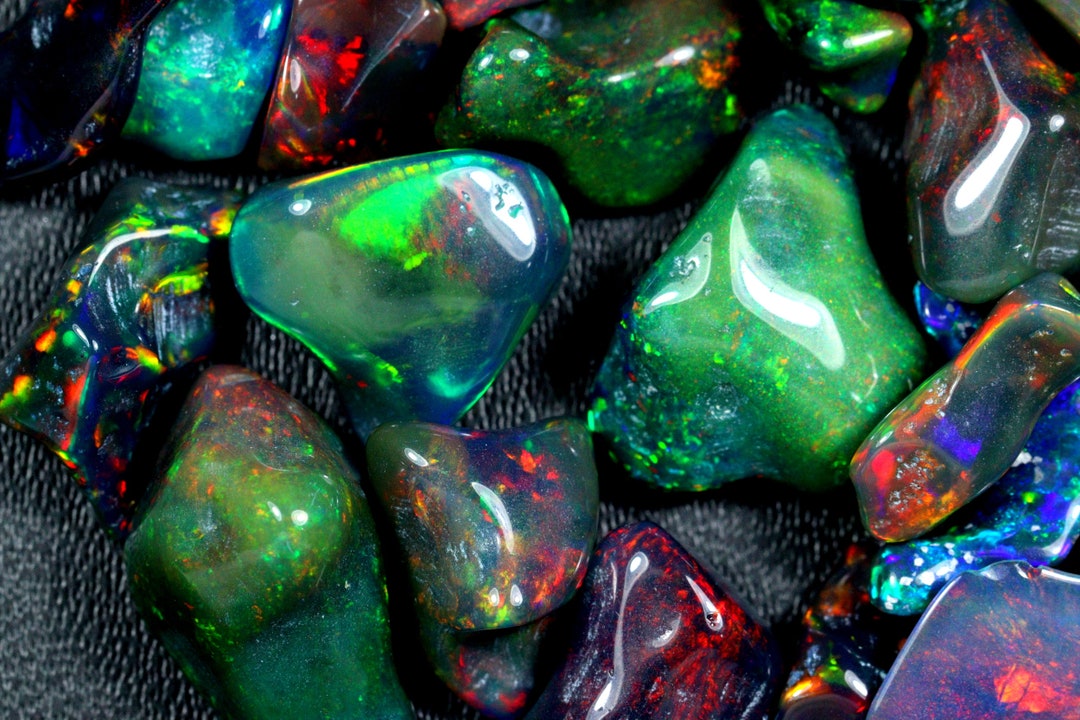 Natural Ethiopian Black Opal: Polished Multi Fire Gemstone (9x5 to 22x5 ...