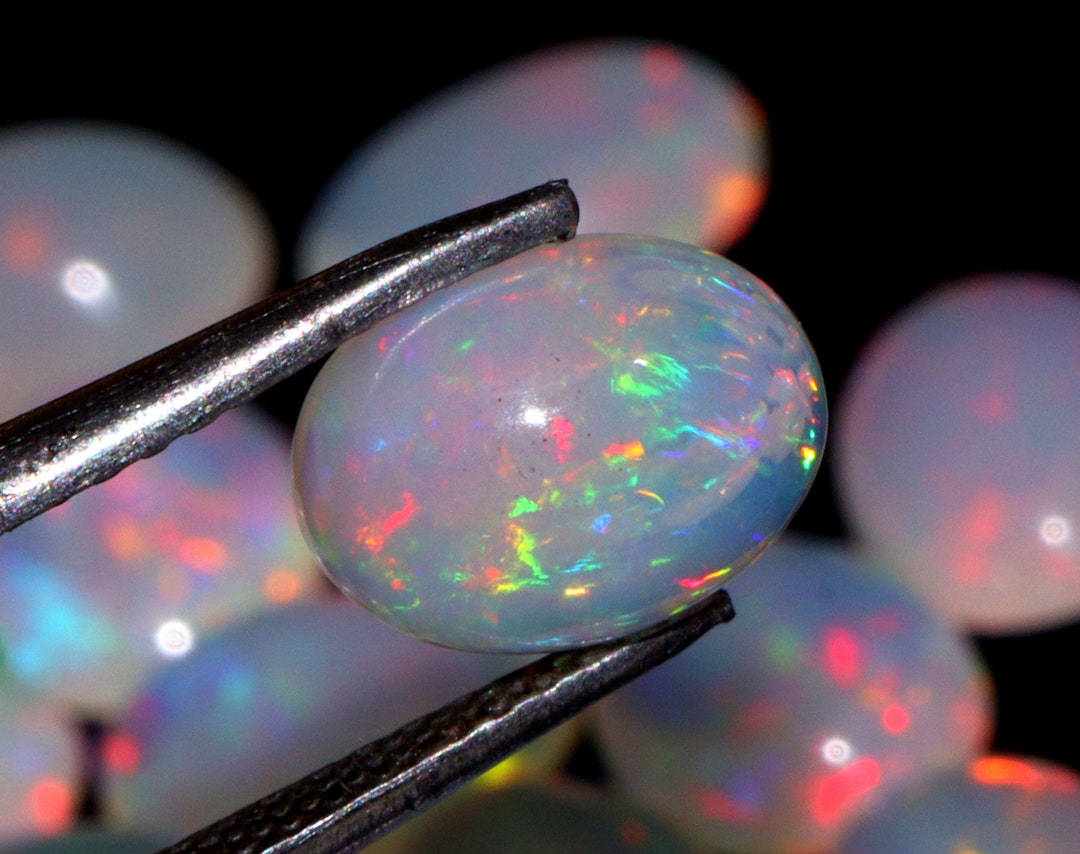 Ethiopian Opal Cabochon Lot: Multi Fire Oval Gemstone (8x6x3 MM) Opal ...