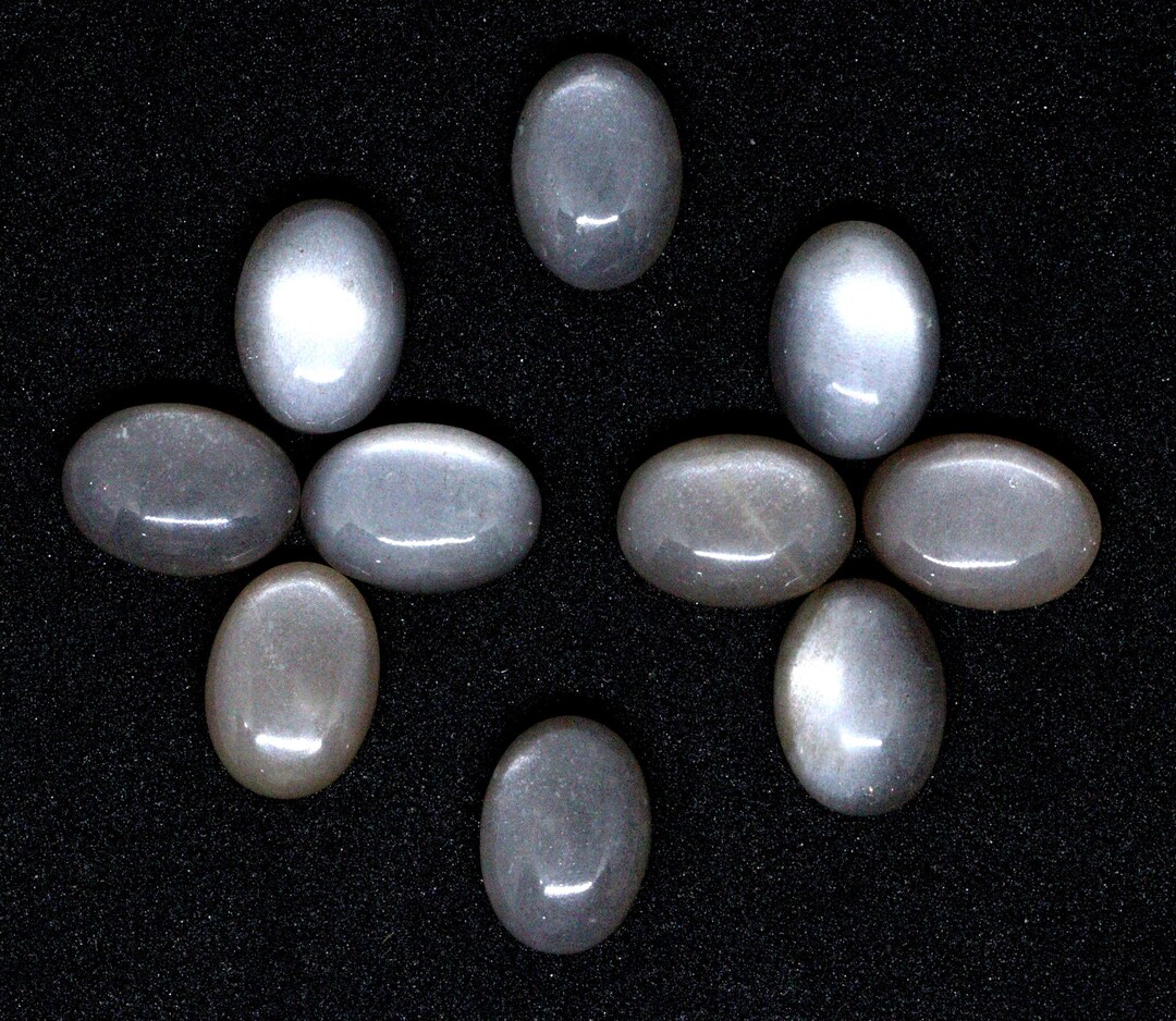 AAA Quality Oval Grey Moonstone Cabochon Calibrated Size Loose Gemstone ...