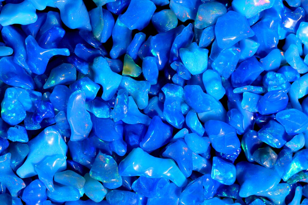 Dyed Paraiba Color Opal: Polished Ethiopian Gemstone Lot (7-21 MM) - Etsy