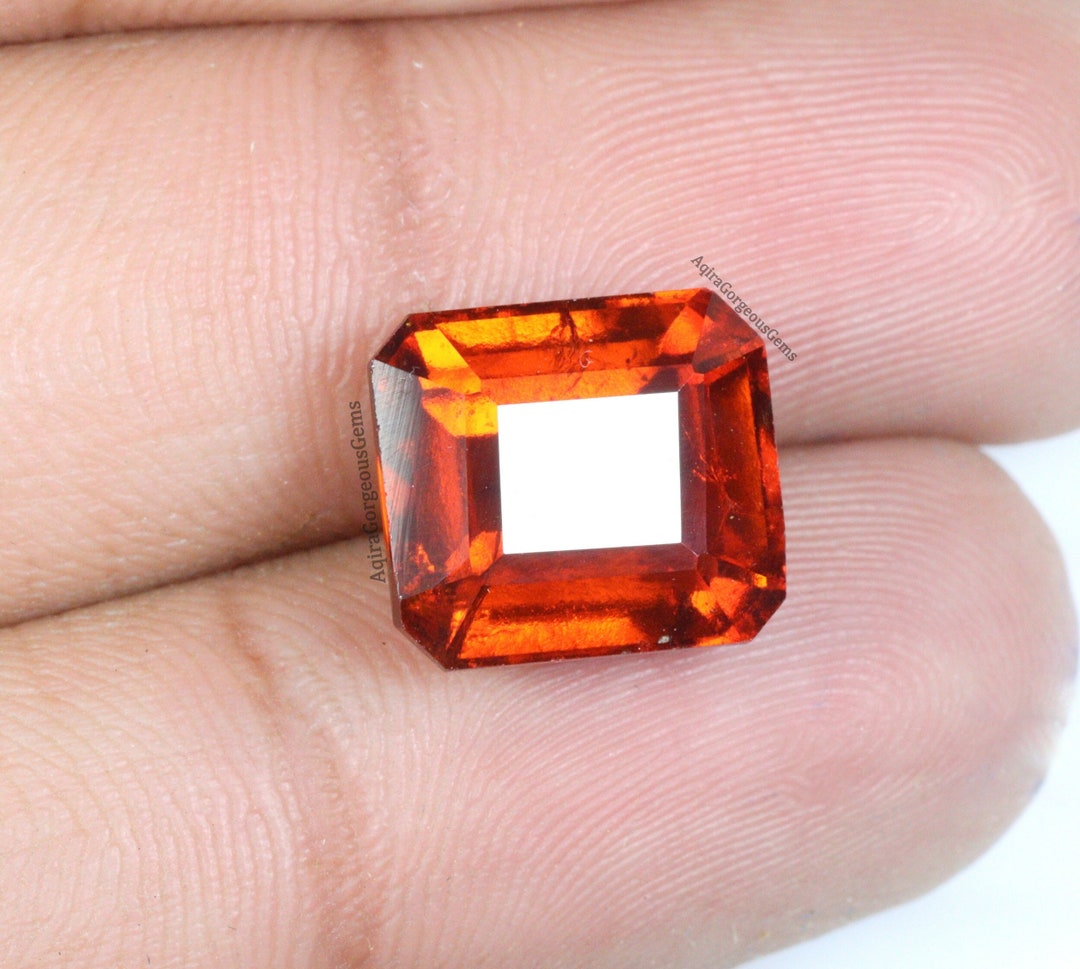 Natural Garnet Gemstone Rectangle Shape Ring Size High Quality Ceylon ...