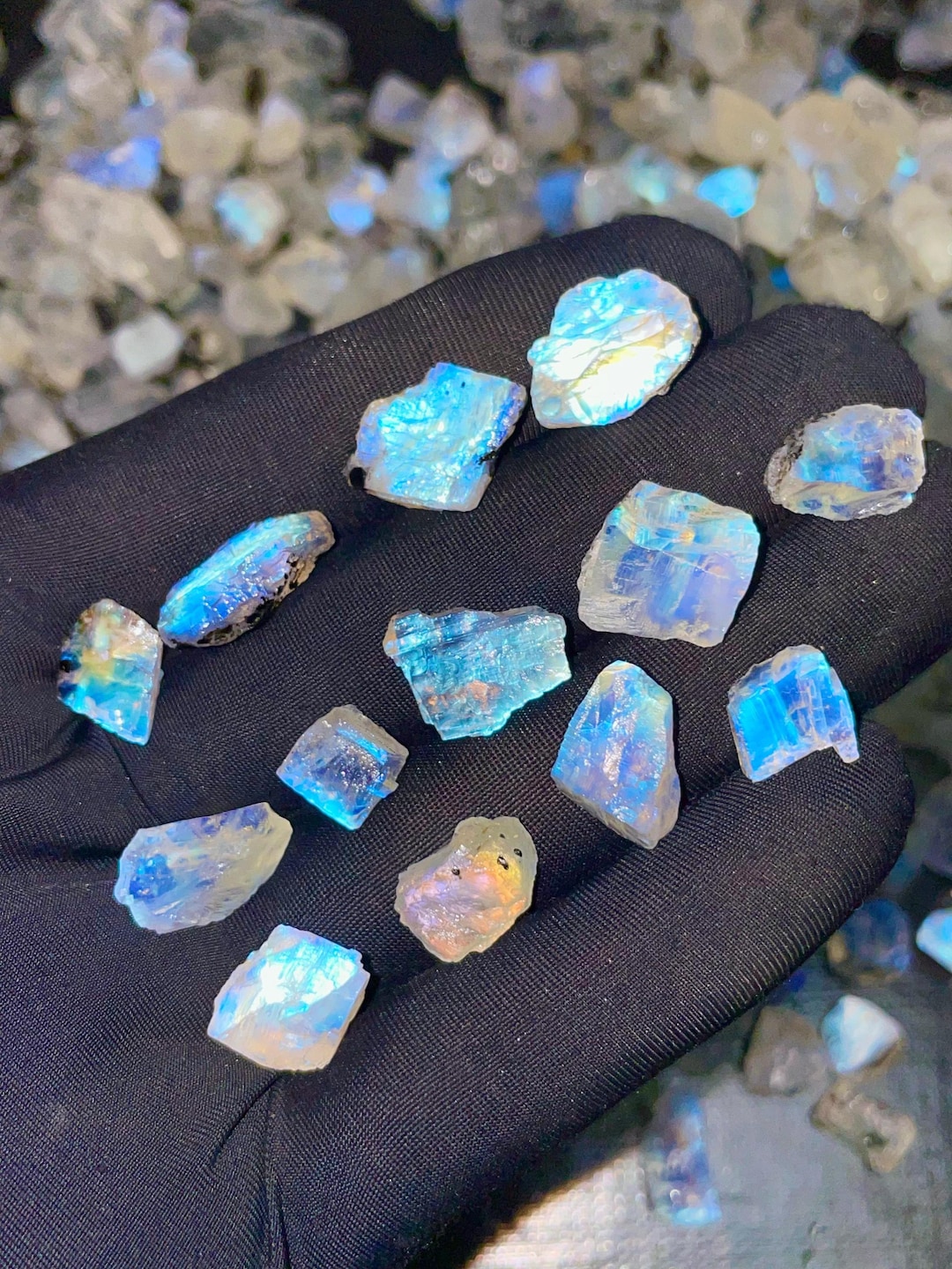 Raw Rainbow Moonstone Crystal: Natural Gemstone for Jewelry Making ...