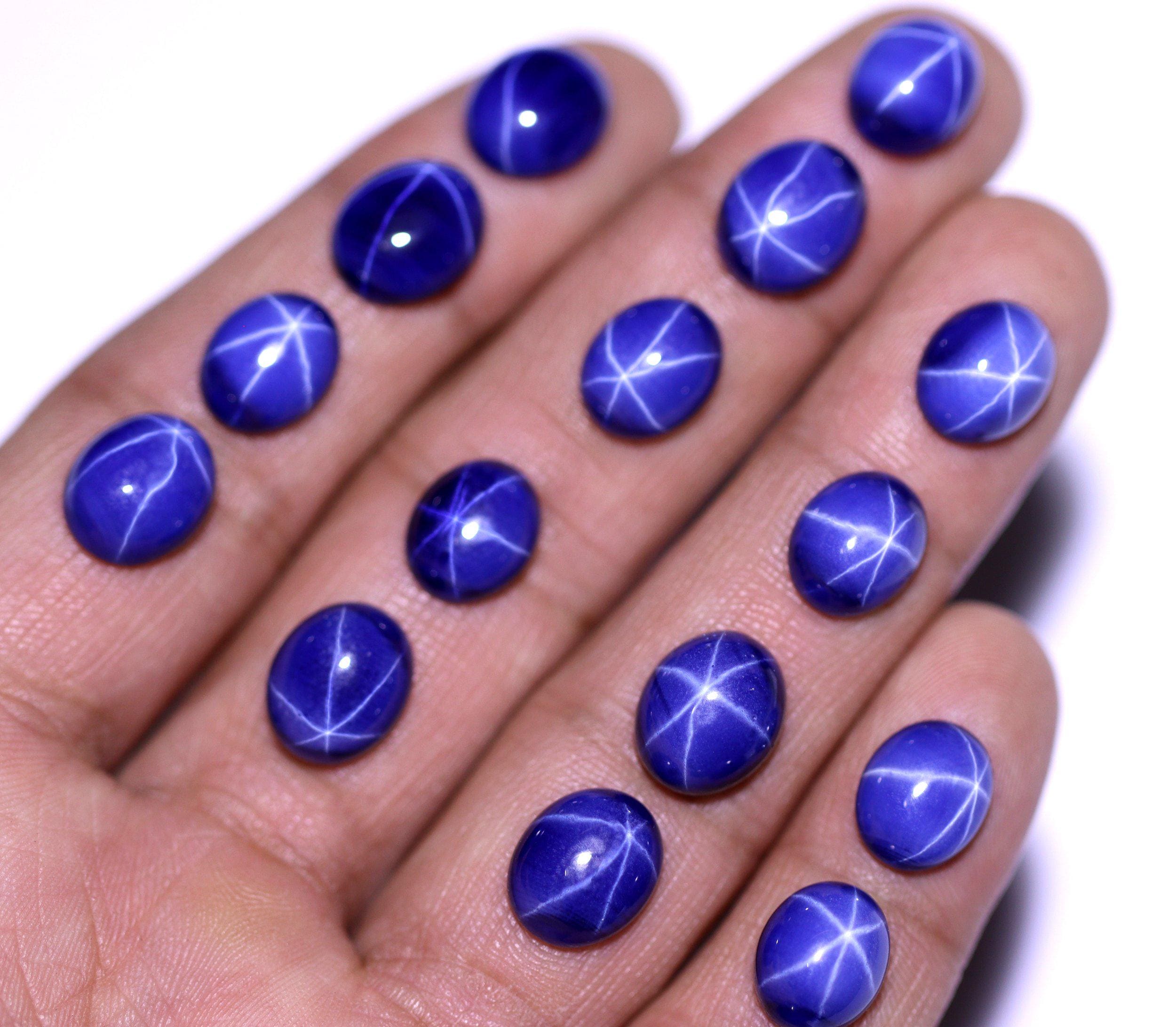 Lindy Star Sapphire Cabochon Lot: Blue Oval Gemstones for Jewelry ...