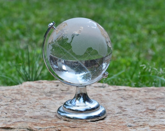 Small Vintage Globe, Vintage Glass Globe, Decorative Desk Globe, Earth ...