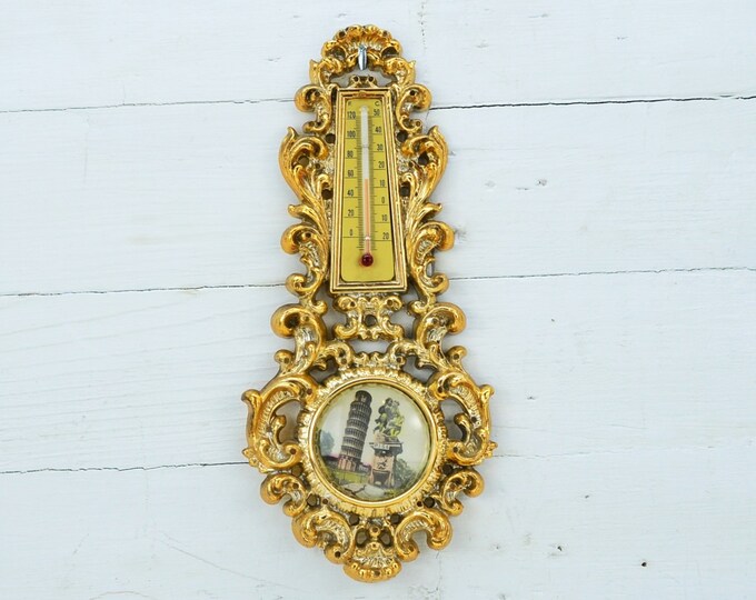 Vintage Weather Thermometer, Vintage Wall Thermometer, Tower of Pisa ...