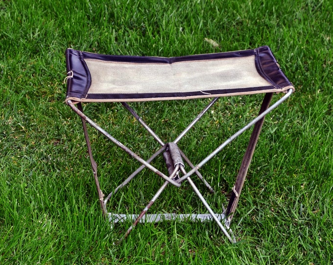 Vintage Canvas Folding Stool: Military Camping Chair - Etsy