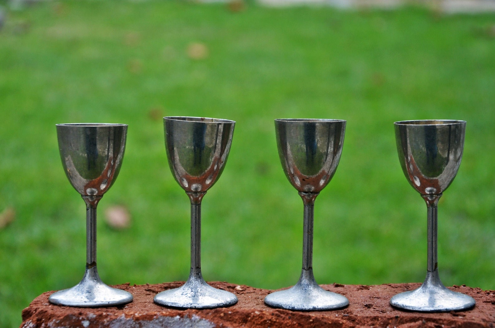 Vintage Small Rustic Metal Wine Cups Set of 4 Vintage - Etsy