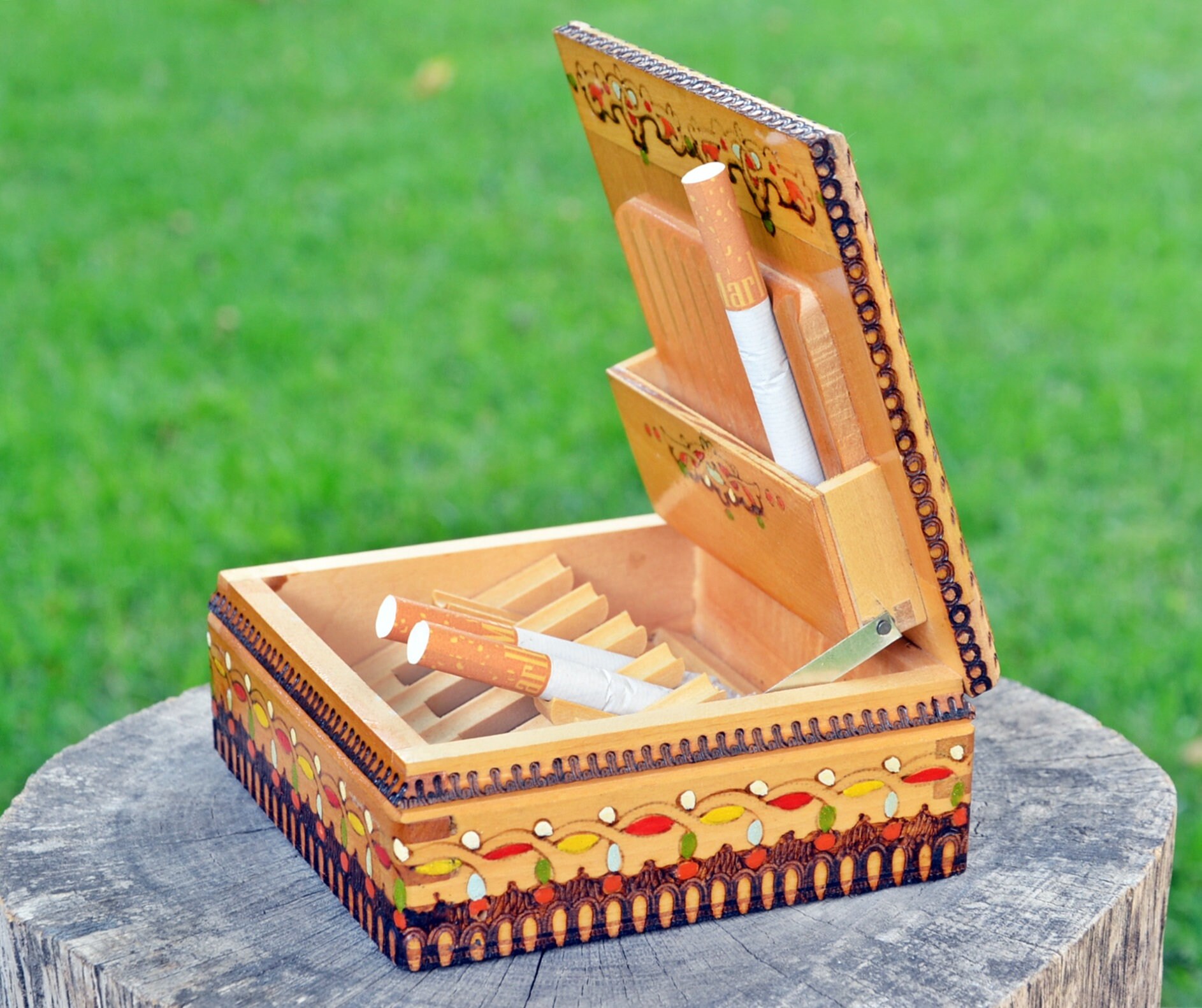 Vintage Wooden cigarette box Wood cigarette case Cigarette | Etsy