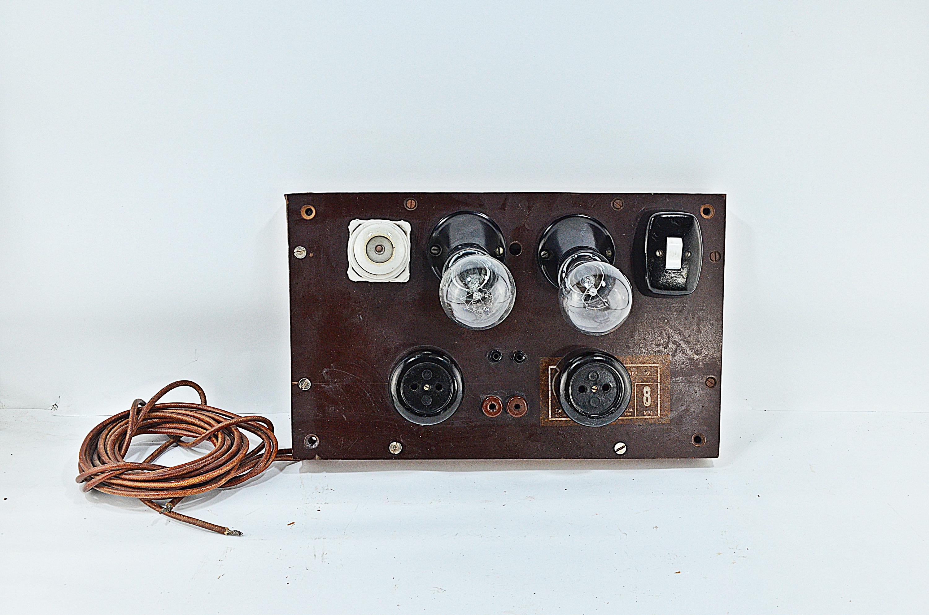 Vintage 1970s Electric Panel With Fuses & Outlets – Industrial Wall ...