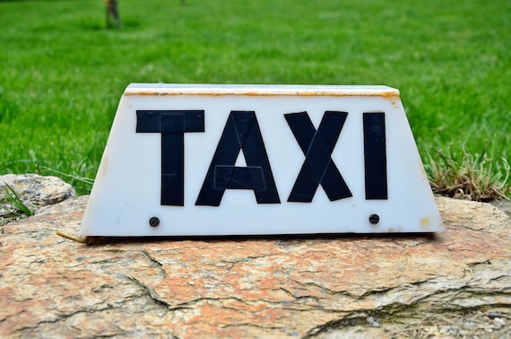 Taxi Cab Sign Old Sign Taxi 12 Volt Taxi Plate Vintage | Etsy