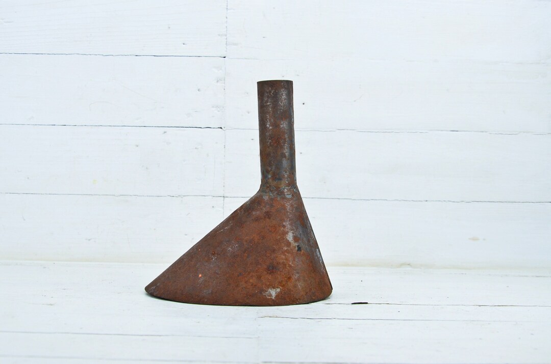Vintage Metal Funnel, Rare Metal Fuel Funnel, Antique Primitive Liquid ...