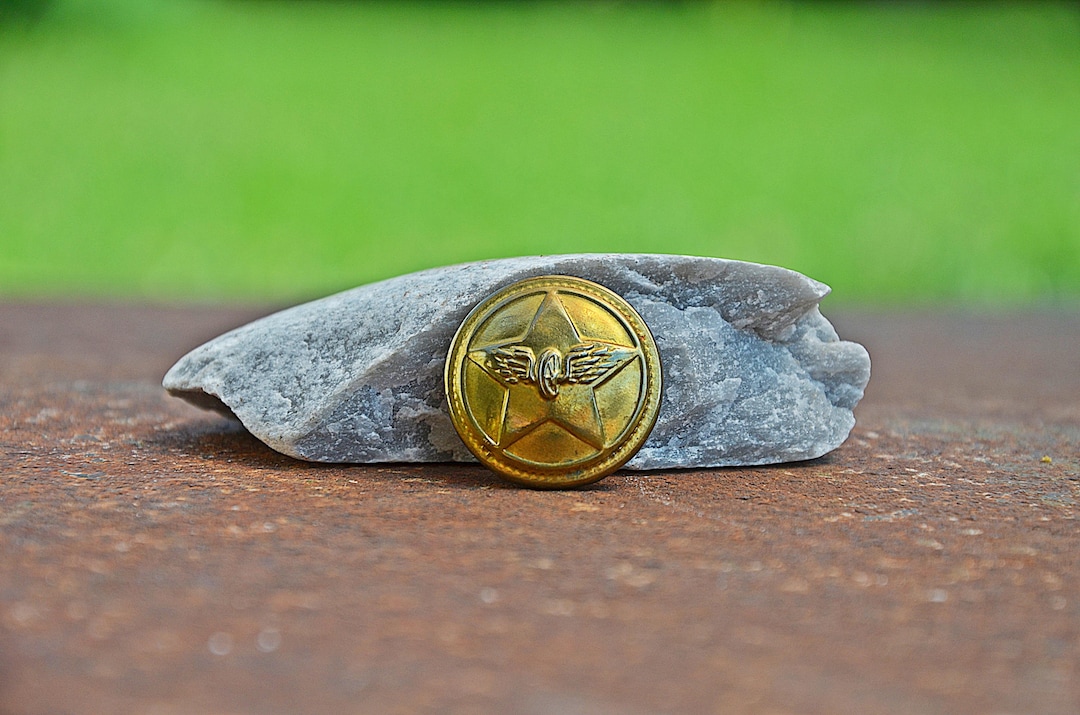 Vintage Soviet Military Brass Button – Star With Wings Emblem, USSR ...