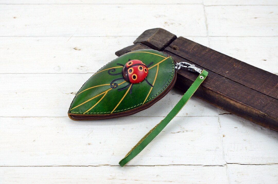 Vintage Green Ladybug Purse, Real Genuine Leather Purse, Original ...